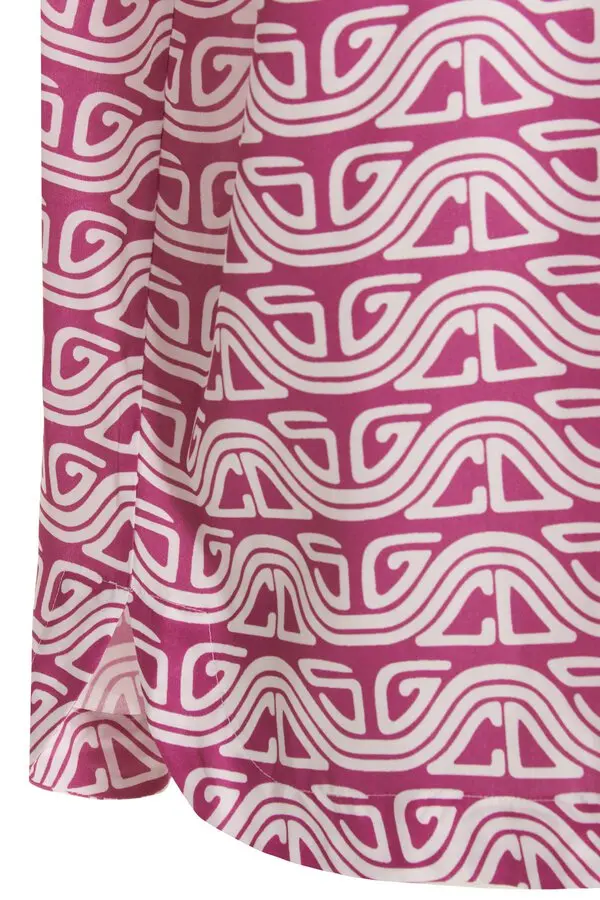 Gcds Waved Logo Printed Buttoned Shirt - Pink
