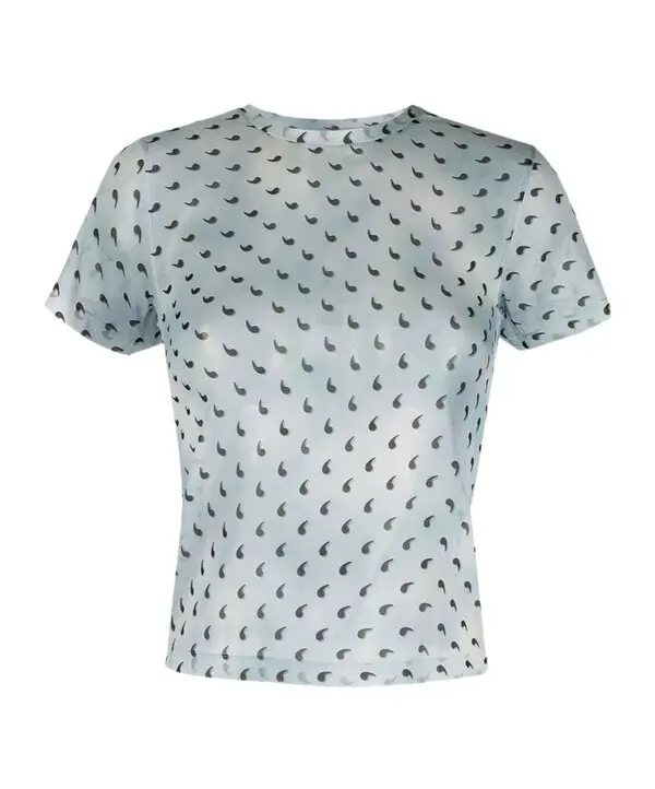 MAISON MARGIELA Sheer Printed Short Sleeve Top - Gray