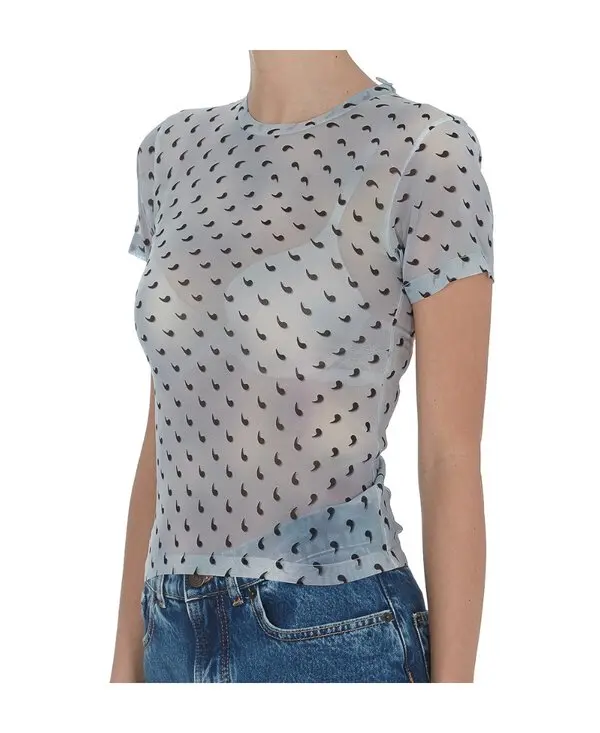 MAISON MARGIELA Sheer Printed Short Sleeve Top