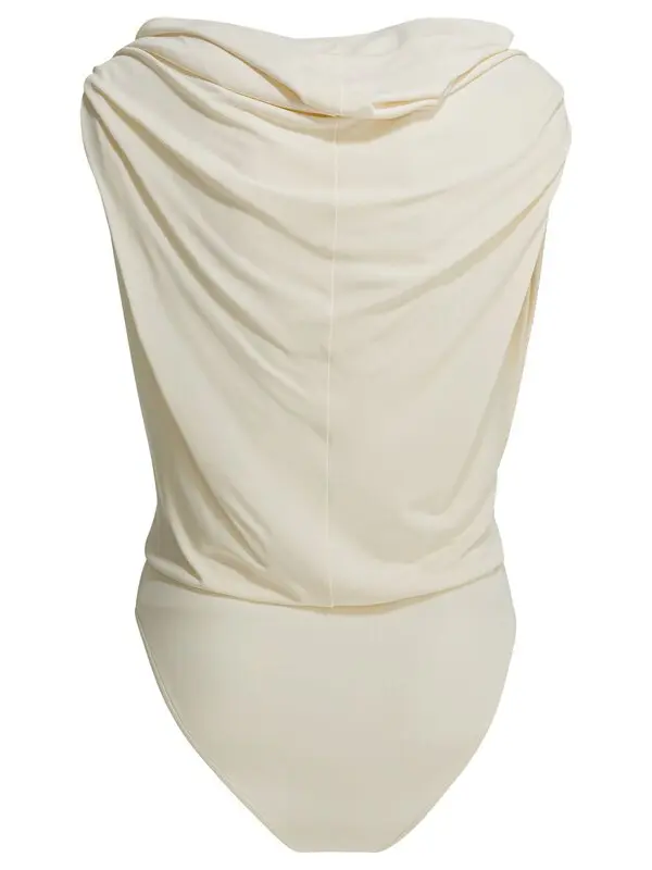 Alaïa Sleeveless V-neck Bodysuit With Pleated Waist - White