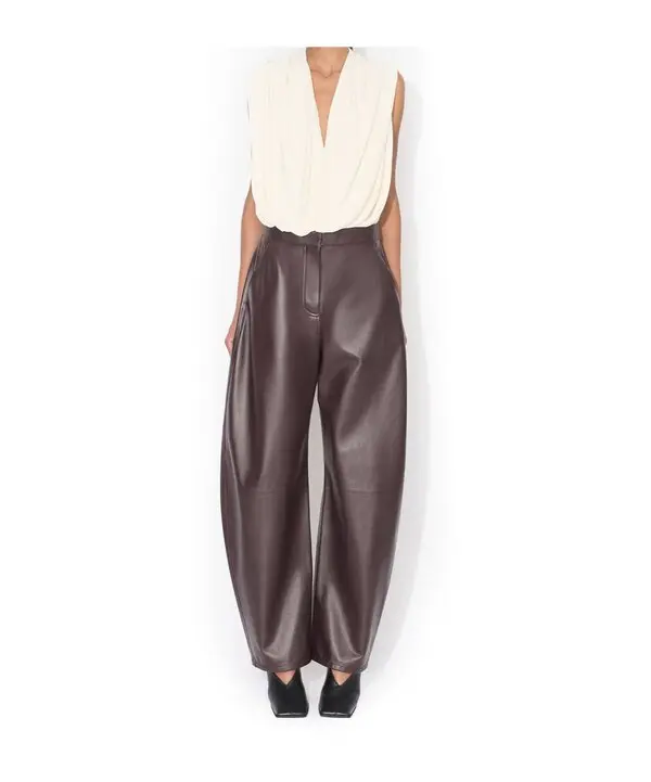 Alaïa Sleeveless V-neck Bodysuit With Pleated Waist - White