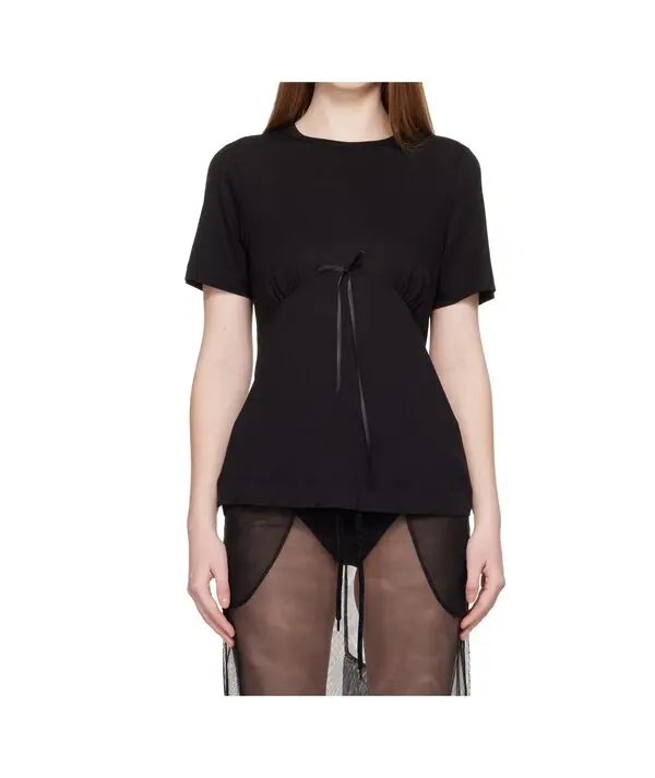 Simone Rocha Round Neck T-shirt With Bow Detail - Black
