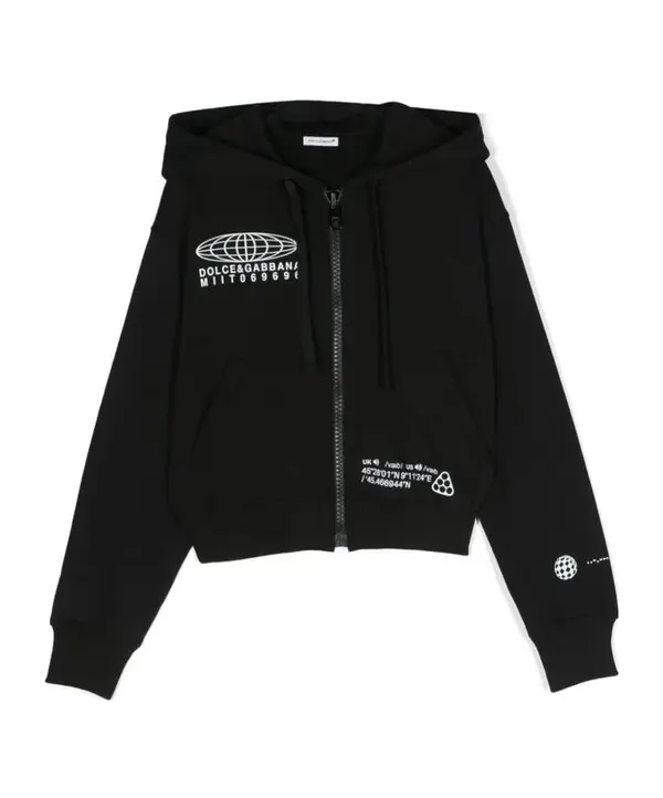 Dolce & Gabbana Printed Cotton Hoodie - Black