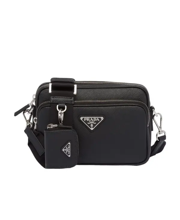 Prada Triangle Logo Shoulder Bag - Black