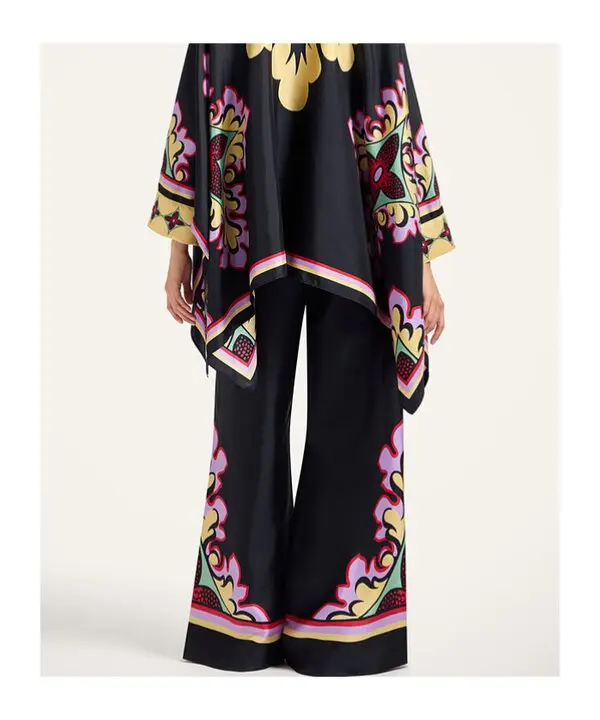 La DoubleJ Printed Wide Leg Trousers - Black