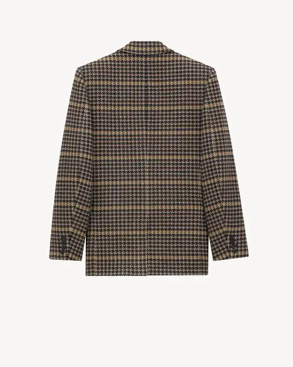 Saint Laurent Double-breasted Houndstooth Blazer - Multi-color