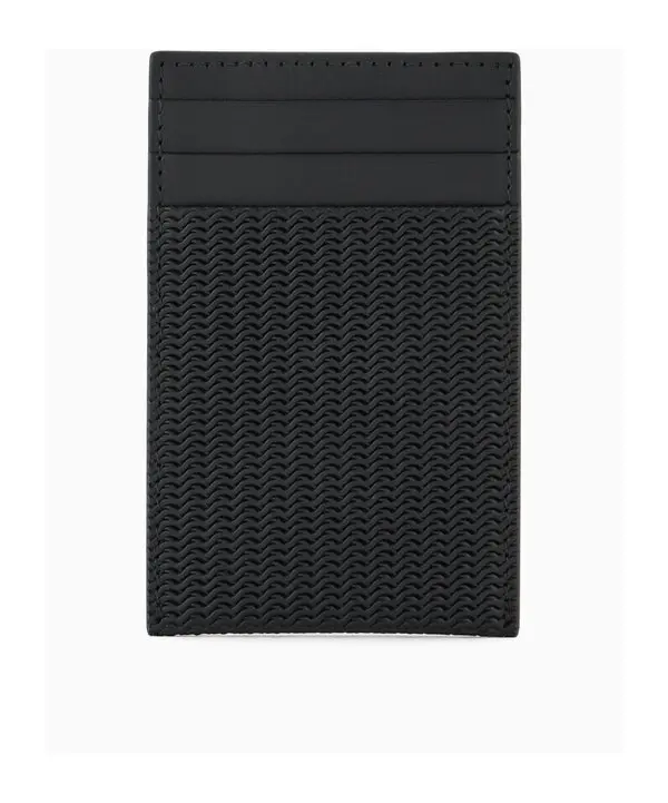 Giorgio Armani Logo-plaque Woven Leather Cardholder