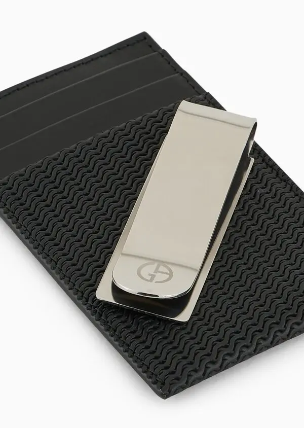 Giorgio Armani Logo-plaque Woven Leather Cardholder