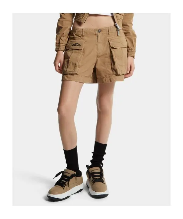Dsquared2 Icon-printed Mid-rise Cargo Shorts - Khaki
