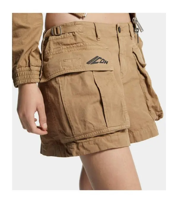 Dsquared2 Icon-printed Mid-rise Cargo Shorts - Khaki