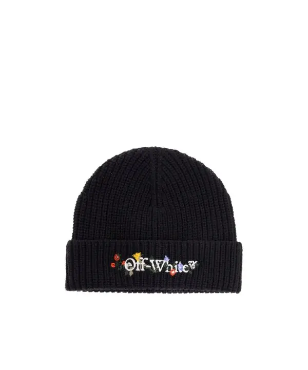 Off-White Embroidered Logo Beanie - Black