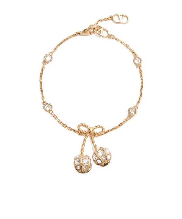 Valentino Garavani Metal And Swarovski Crystals Cherry Bracelet - Yellow