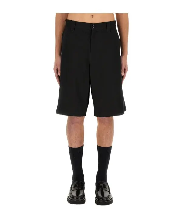 Moschino Wide-leg Shorts With Logo Detail - Black