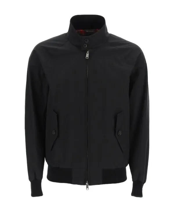 BARACUTA High-neck Zip-up Bomber Jacket - Black
