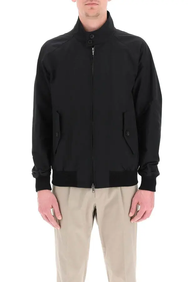BARACUTA High-neck Zip-up Bomber Jacket - Black