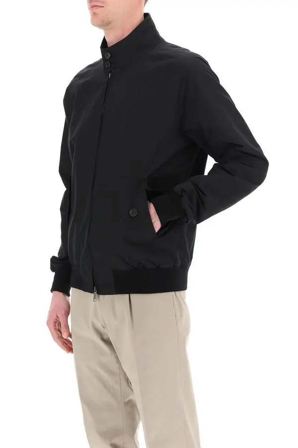 BARACUTA High-neck Zip-up Bomber Jacket - Black