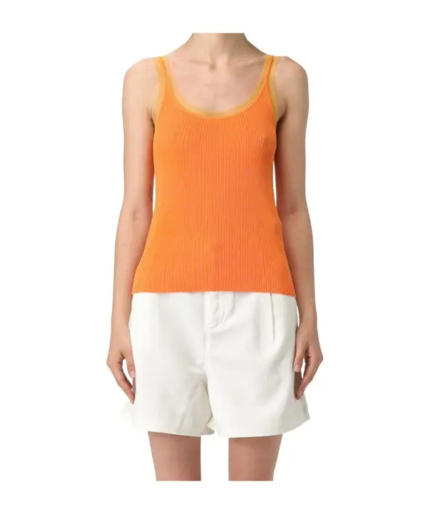 Liu Jo Knitted Tank Top With Rhinestone Detail - Orange