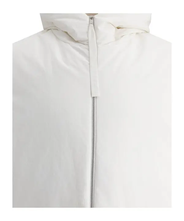 JIL SANDER Sleeveless Zip-up Gilet With Hood - White