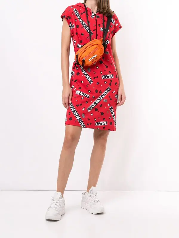 Moschino Classic Printed Hooded Mini Dress
