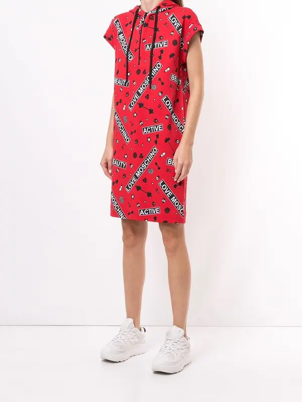 Moschino Classic Printed Hooded Mini Dress