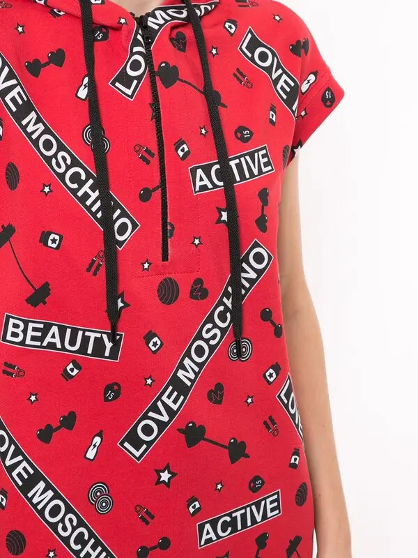 Moschino Classic Printed Hooded Mini Dress
