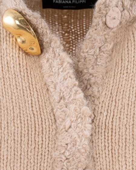 Fabiana Filippi Crew Neck Cardigan With Plush Trims