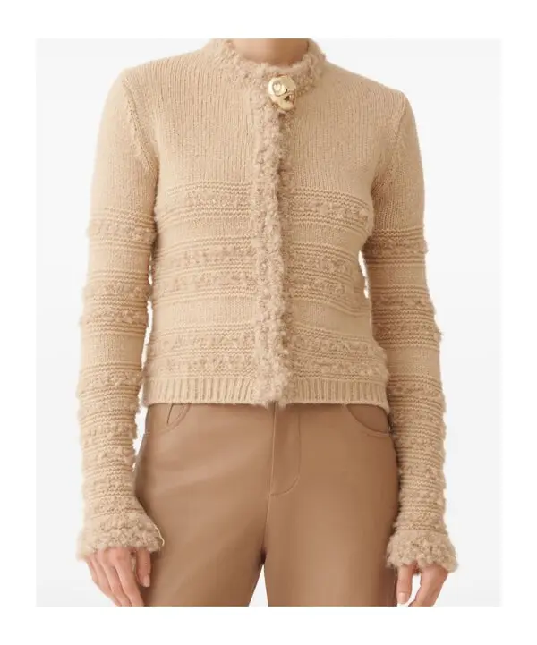 Fabiana Filippi Crew Neck Cardigan With Plush Trims