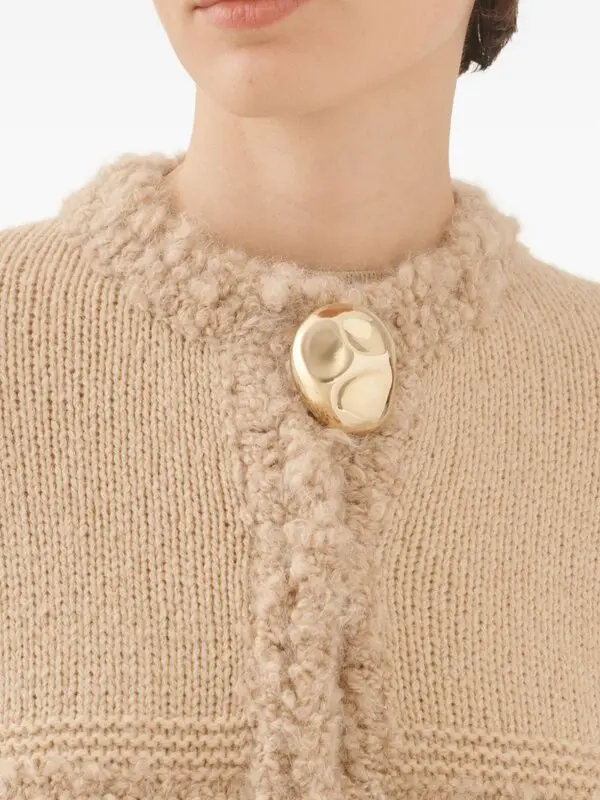 Fabiana Filippi Crew Neck Cardigan With Plush Trims