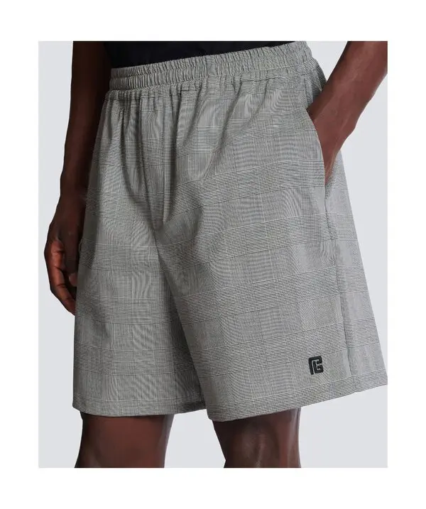 Balmain Prince Of Wales Satin Relaxed Shorts - Black