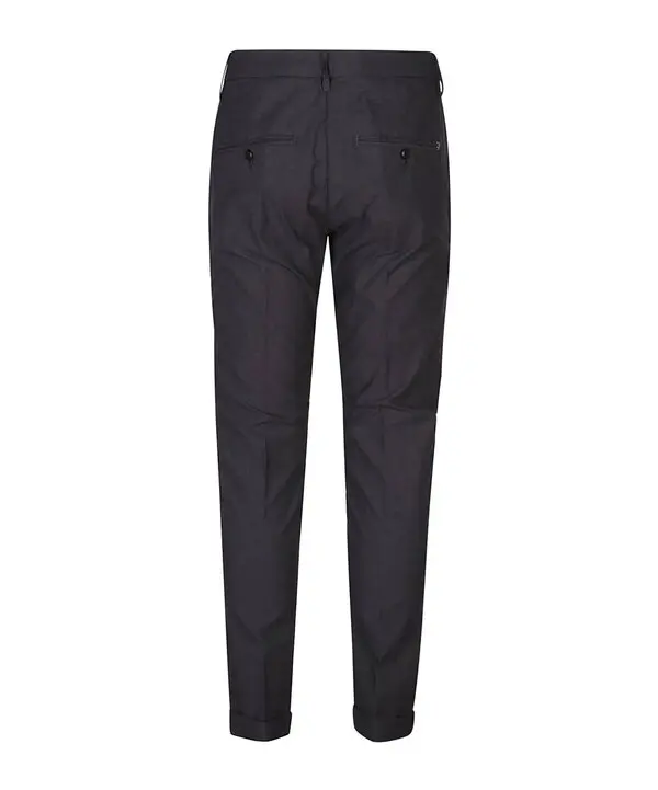DONDUP Cuffed Cotton Pants - Black