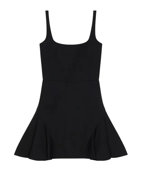 Givenchy Fluted Mini Dress With Square Neckline - Black