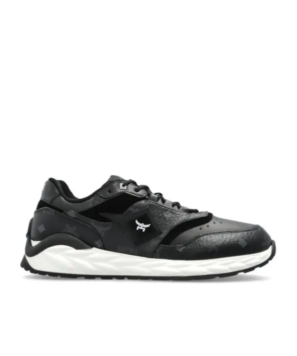 Mcm Round Toe Lace-up Sneakers - Black