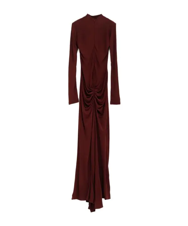 Alaïa Draped Soft Jersey Maxi Dress - Brown