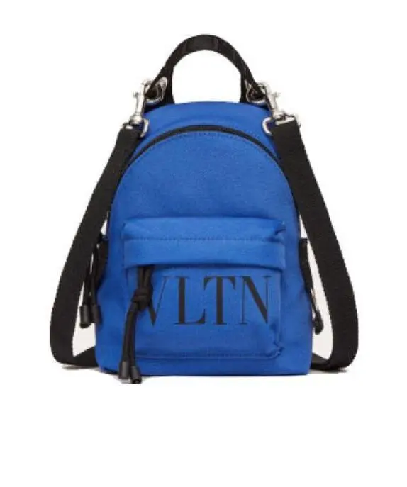 Valentino Garavani Vltn Logo Printed Zip-up Backpack - Blue