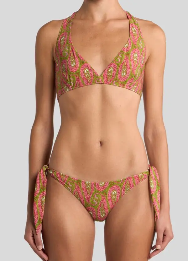 Etro Paisley Foliage Motif Halterneck Bikini