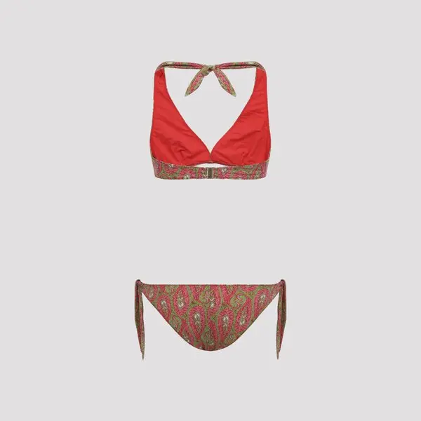 Etro Paisley Foliage Motif Halterneck Bikini