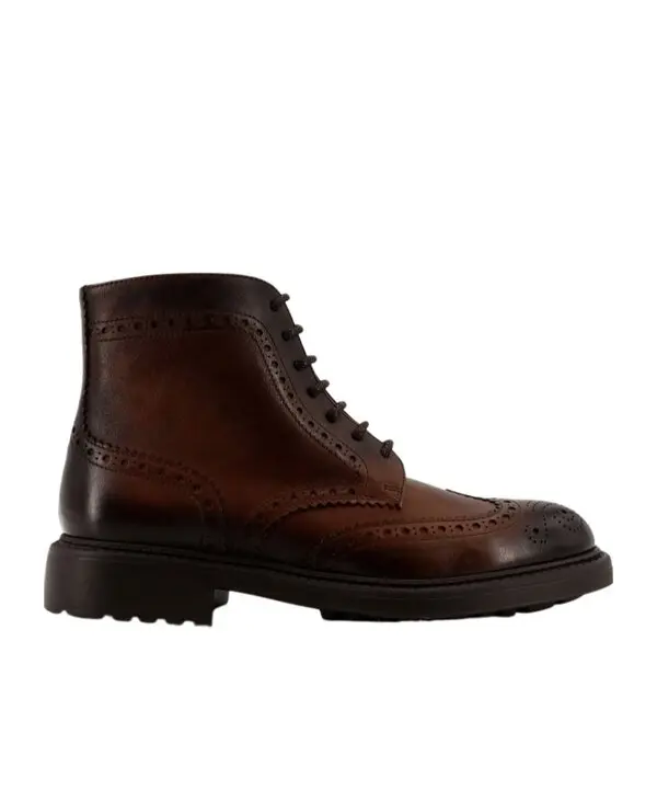 DOUCAL'S Lace-up Brogue Boots - Black