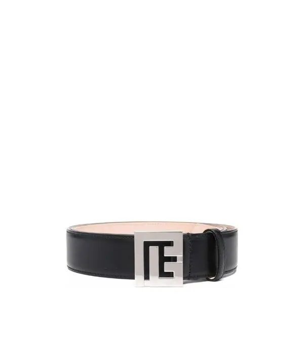 Balmain Leather Pb Logo Belt - Black