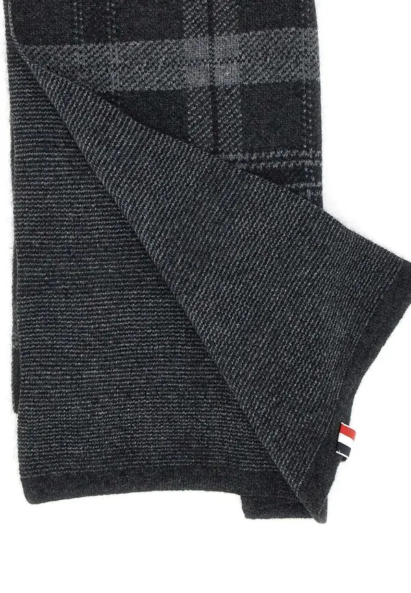 Thom Browne Check-pattern Knitted Scarf
