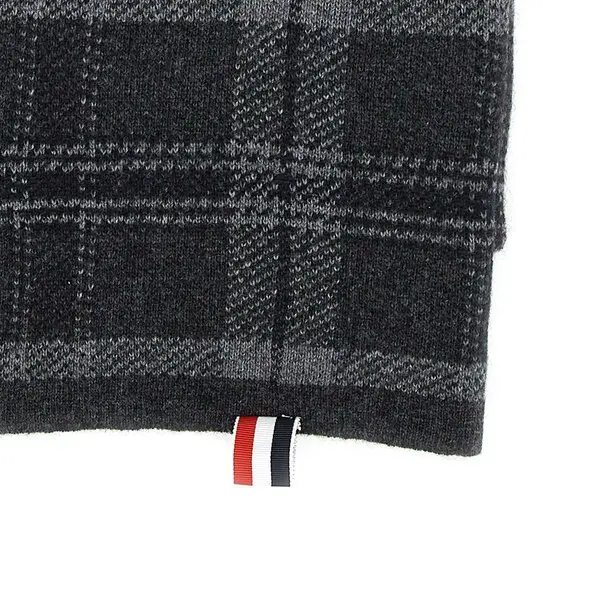 Thom Browne Check-pattern Knitted Scarf
