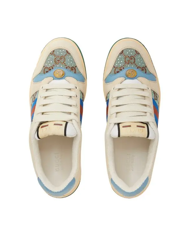 Gucci Crystal-embellished Gg Screener Sneakers - Nude