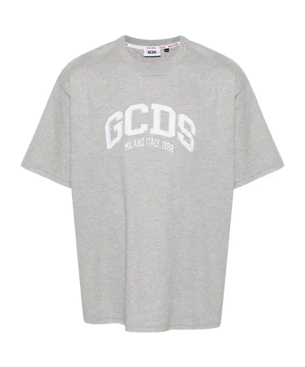 Gcds Logo Embroidered Crewneck T-shirt - Gray