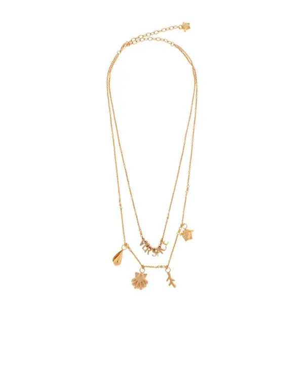 Versace Logo Lettering Charm Necklace - Golden