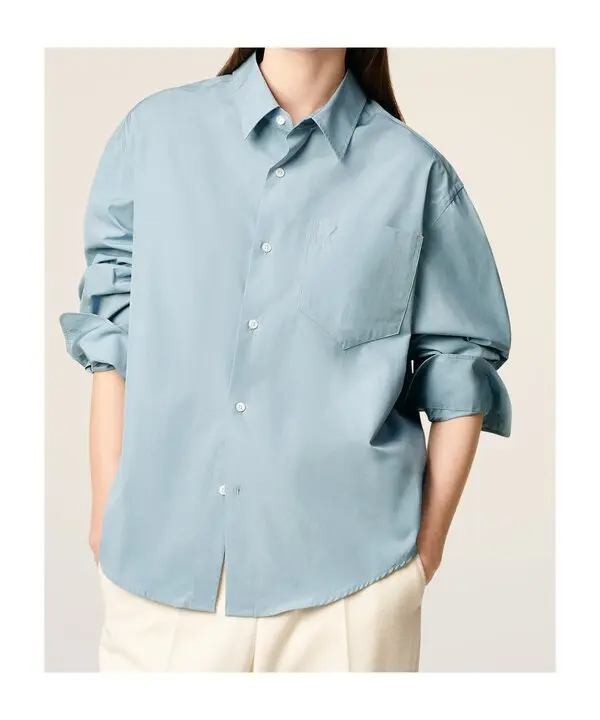 AMI Paris De Coeur Long Sleeved Boxy Shirt - Blue