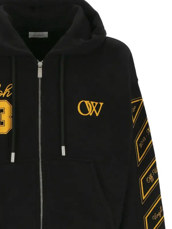 Off-White Zip-up Drawstring Hoodie