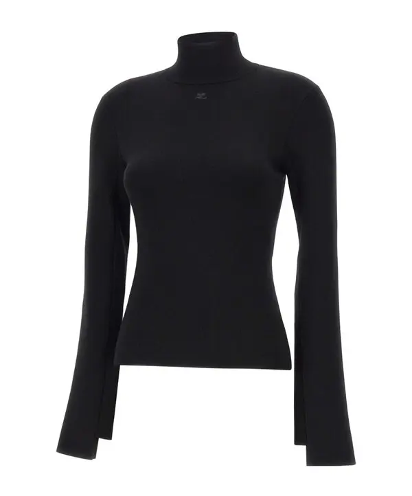 COURREGES High Neck Long Sleeve Sweater - Black