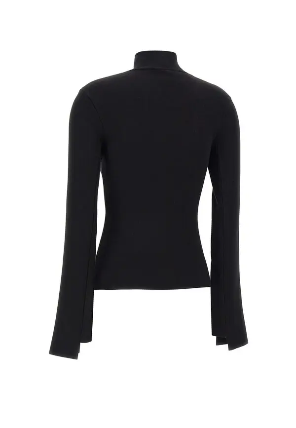 COURREGES High Neck Long Sleeve Sweater - Black