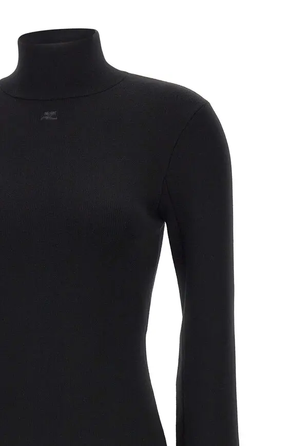 COURREGES High Neck Long Sleeve Sweater - Black