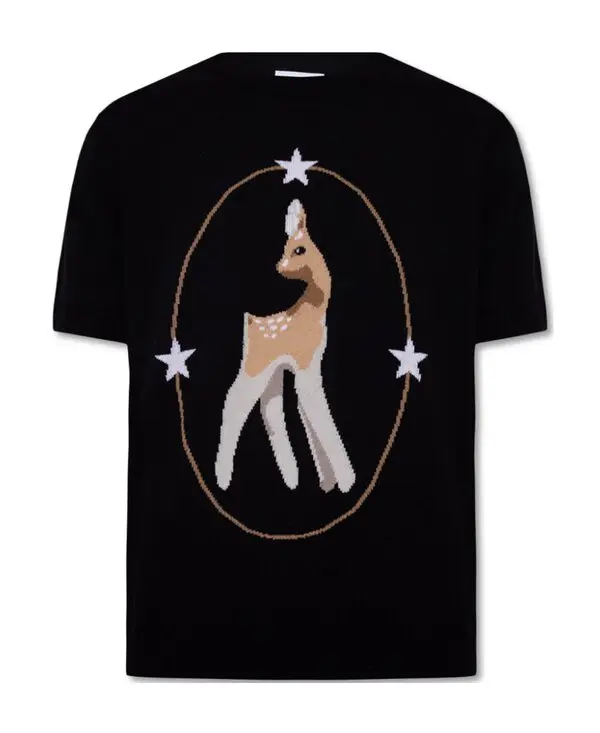 Burberry Deer Intarsia Wool-cashmere Top - Black
