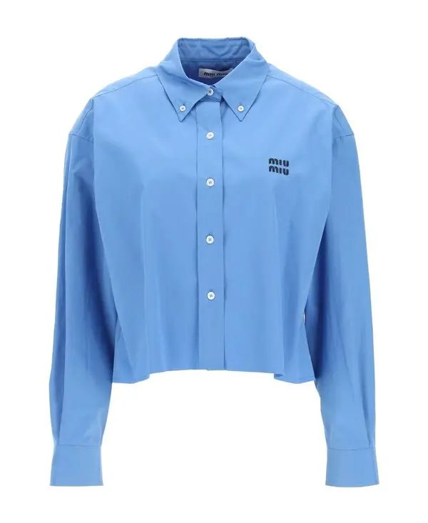 Miu Miu Logo Embroidered Buttoned Shirt